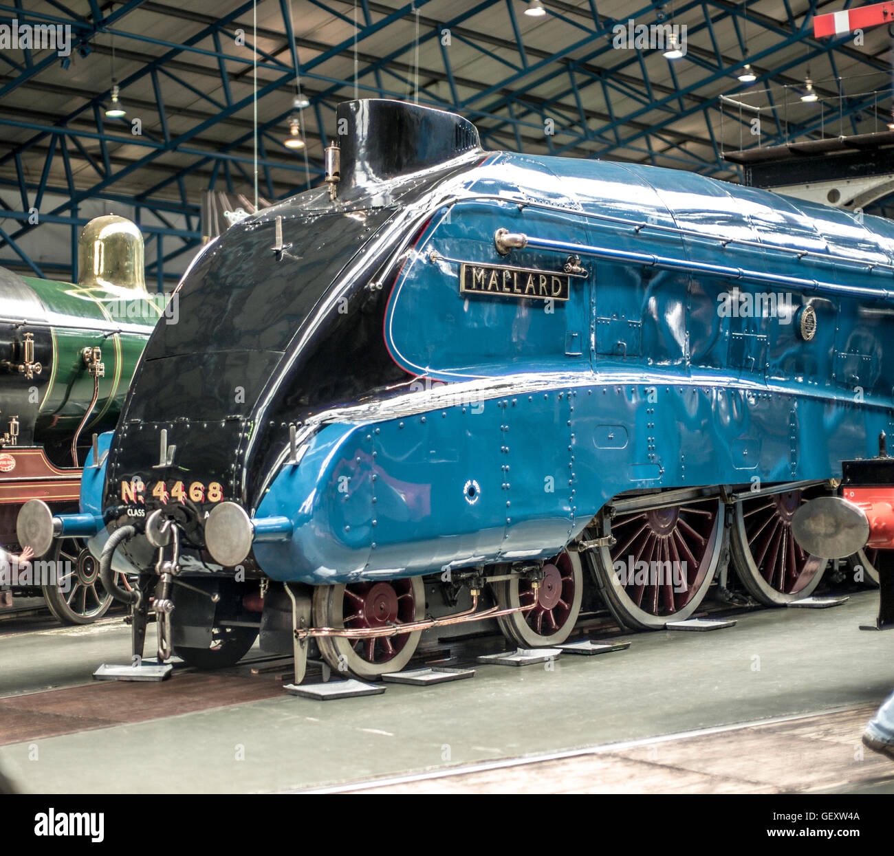 The Mallard steam locomotive on display at the National Railway Museum ...