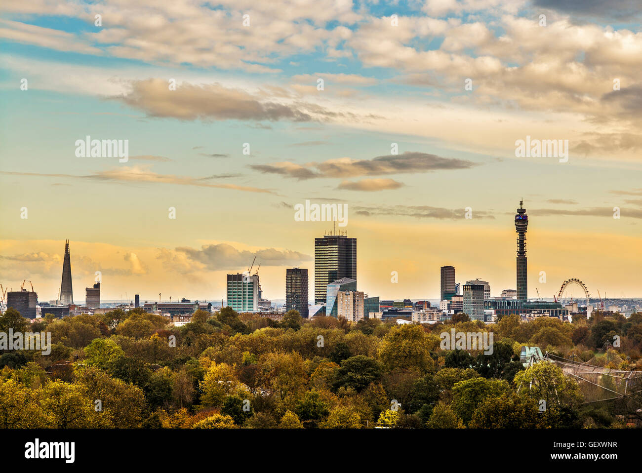 The London Autumn skyline from Primrose Hill Stock Photo - Alamy