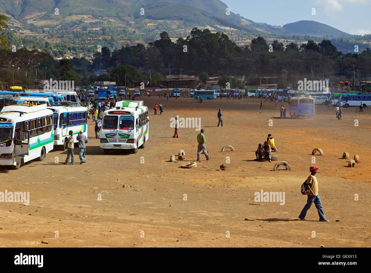 Bus station at Soddo in Southern Ethiopia Stock Photo - Alamy