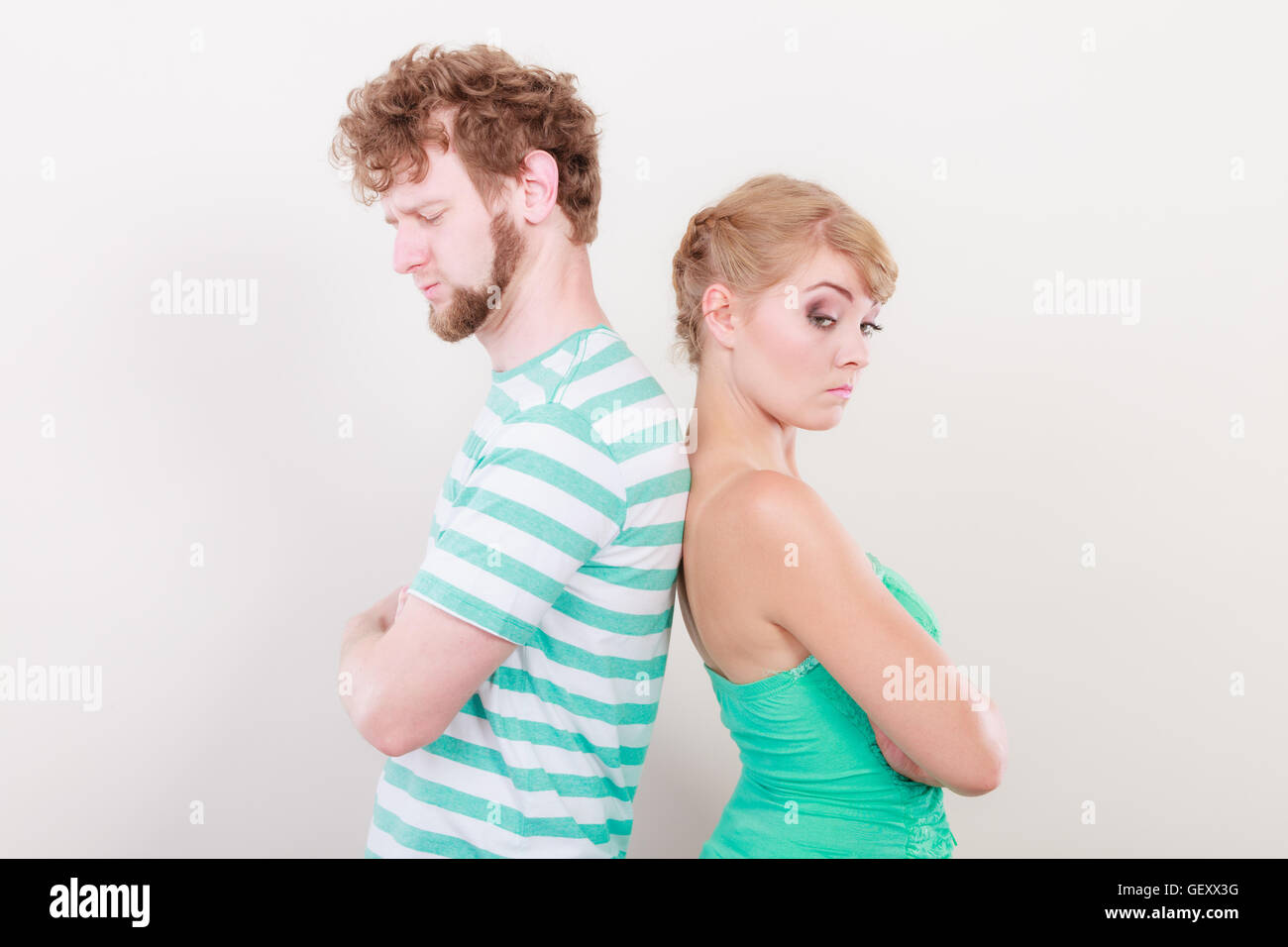 Bad relationship concept. Man and woman in disagreement. Young couple ...
