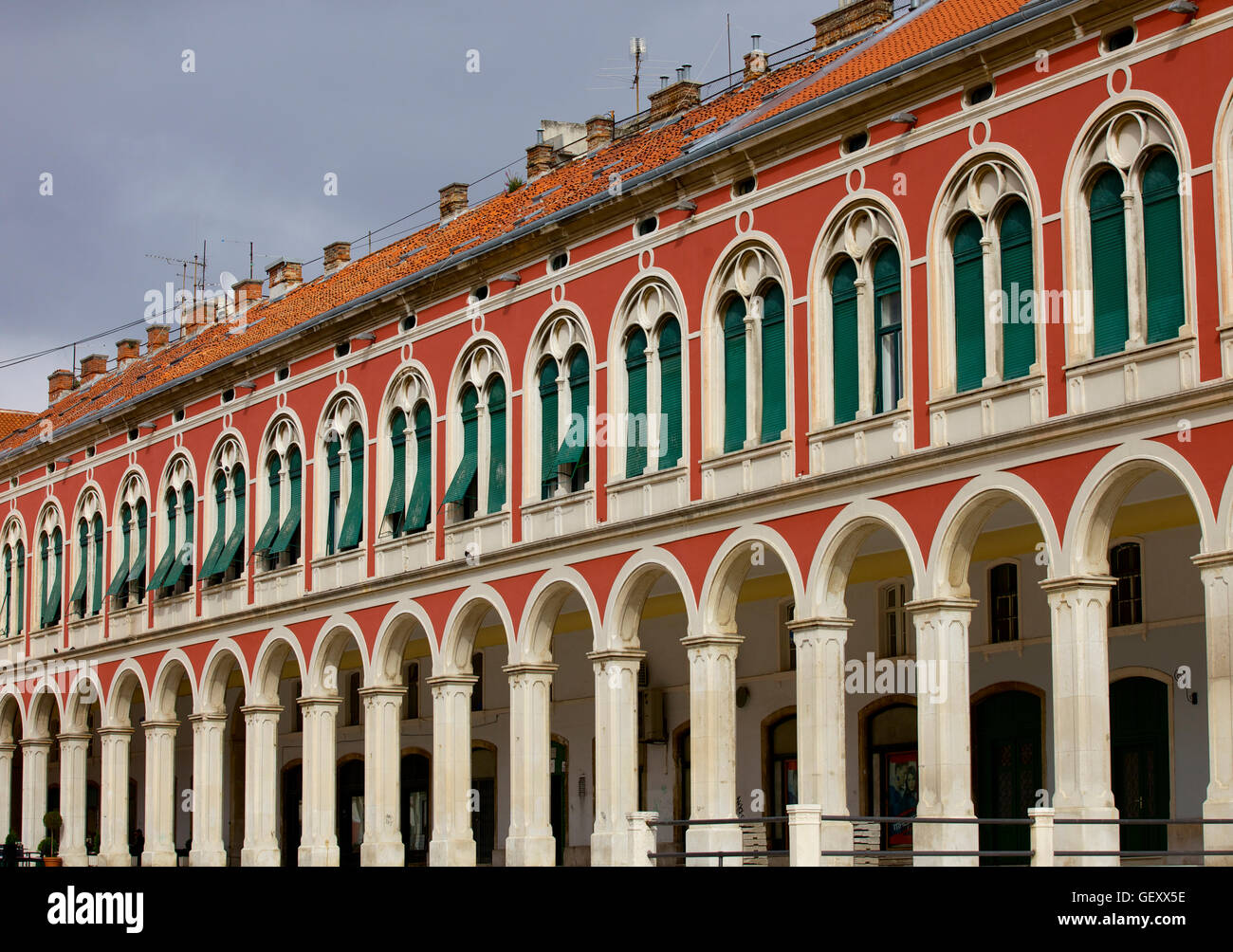 Arches and facade of buildings in Republic Square in Split Stock Photo ...