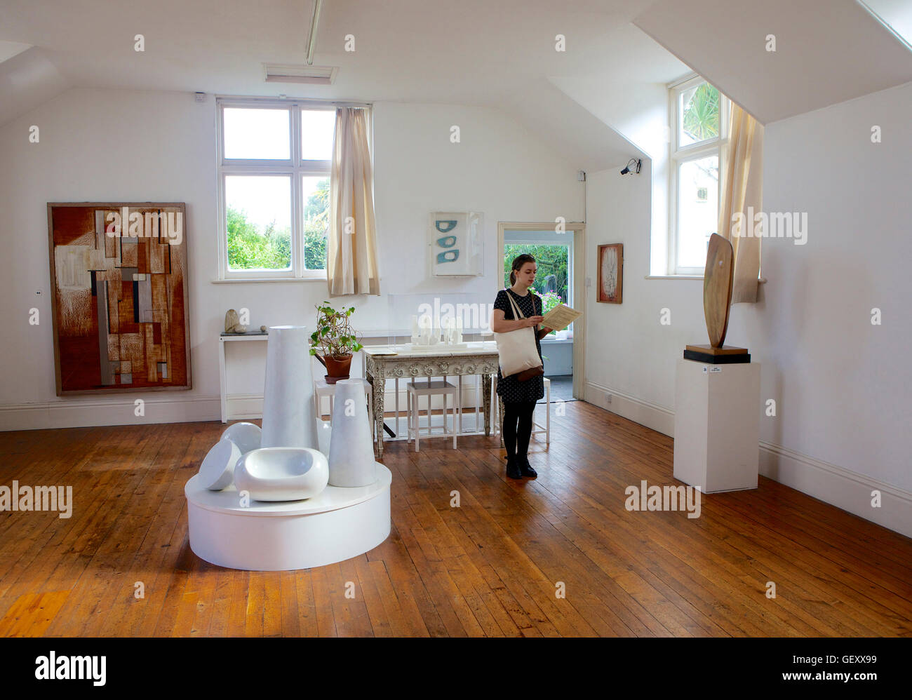 Visitor inside the Barbara Hepworth Museum and Sculpture Garden Stock ...
