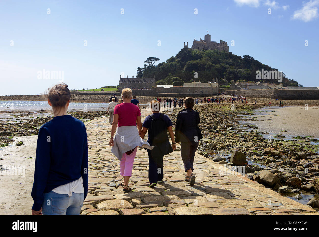 The old stone causeway leading to St Michael's Mount Stock Photo - Alamy
