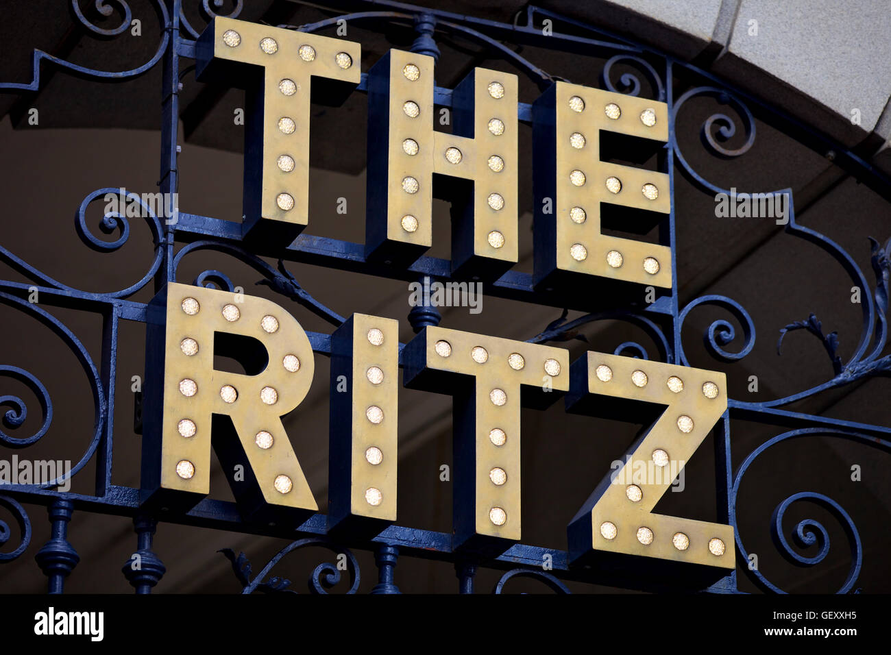 Sign for the Ritz Hotel in Piccadilly Stock Photo - Alamy
