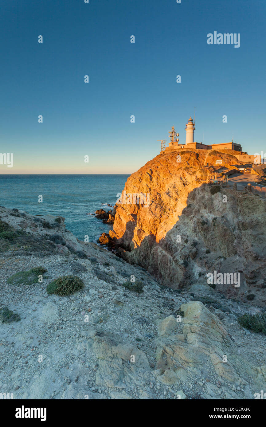 Sunrise at Cabo de Gata lighthouse Stock Photo - Alamy
