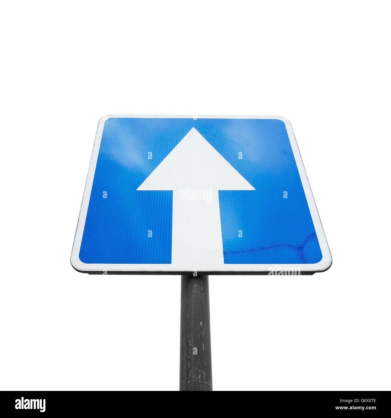 One way street, square blue road sign isolated on white background ...