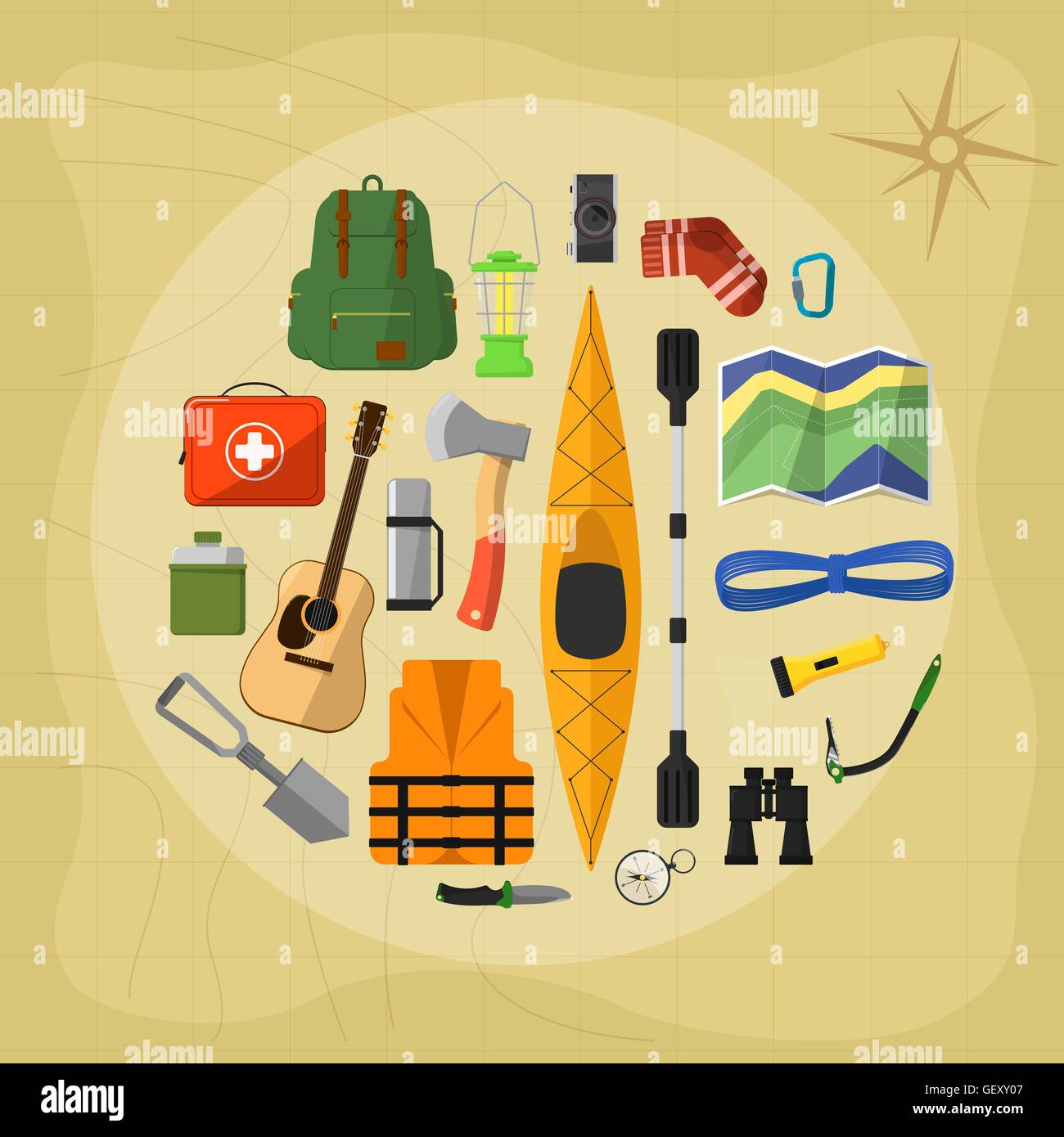 Camping equipment symbols and icons Stock Vector Image & Art - Alamy