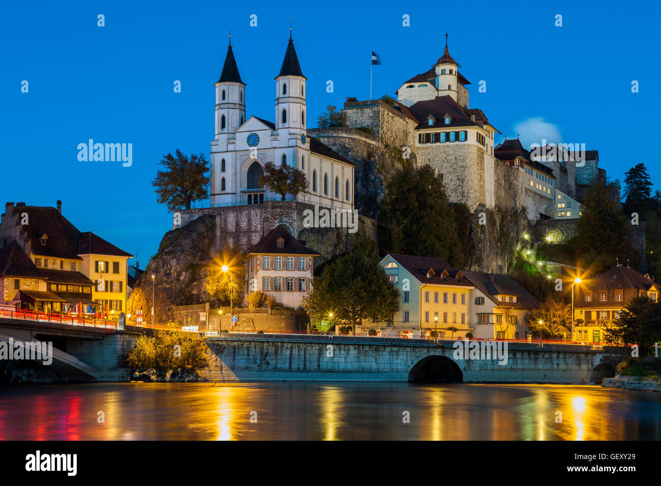 Evening at Aarburg castle Stock Photo - Alamy