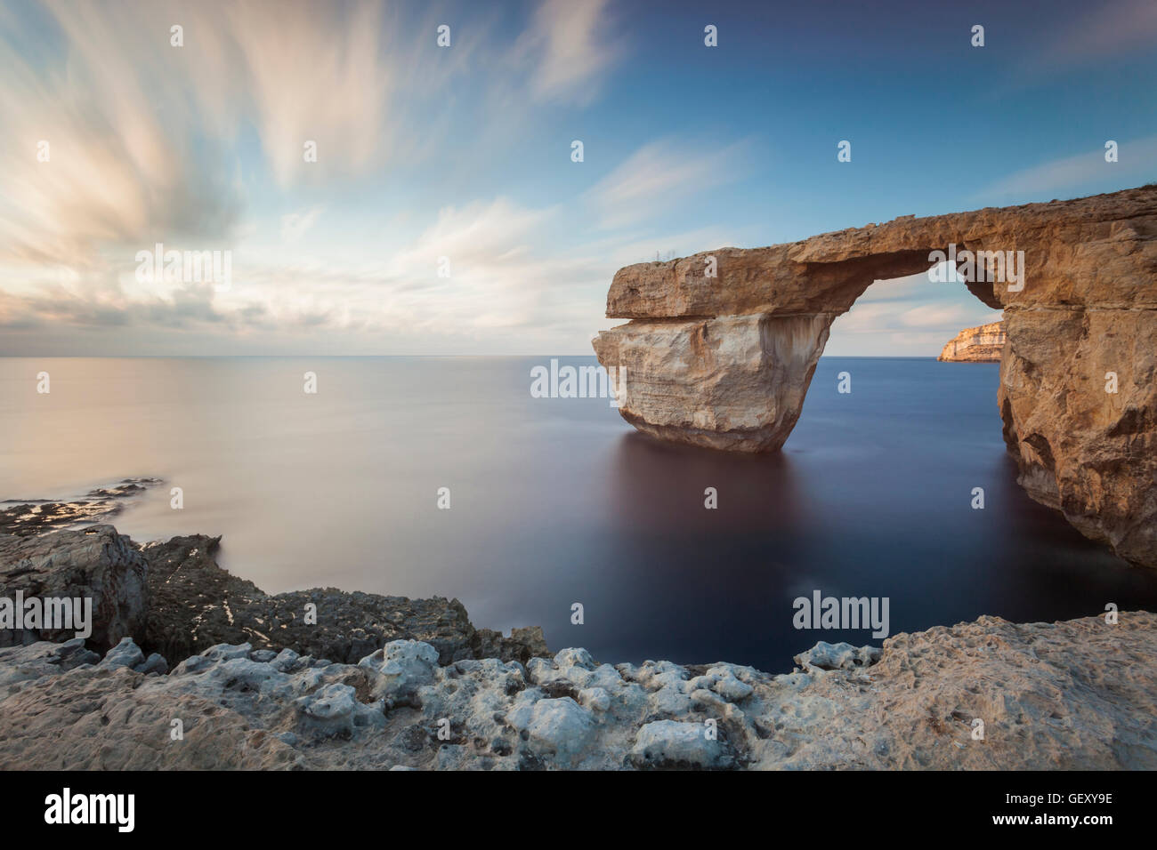 Sunset at Azure Window Stock Photo - Alamy