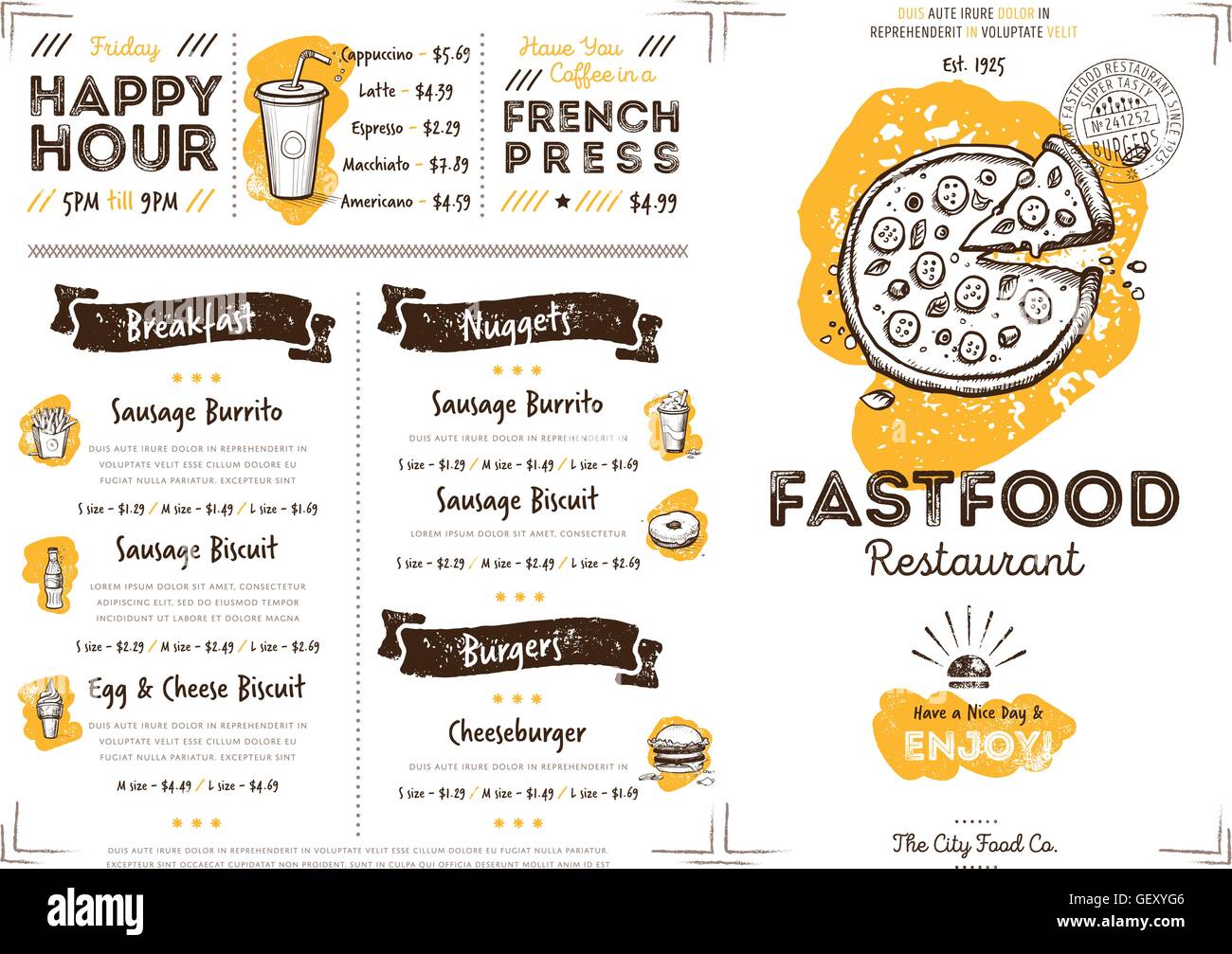 Restaurant cafe fast food menu template Stock Vector Image & Art - Alamy