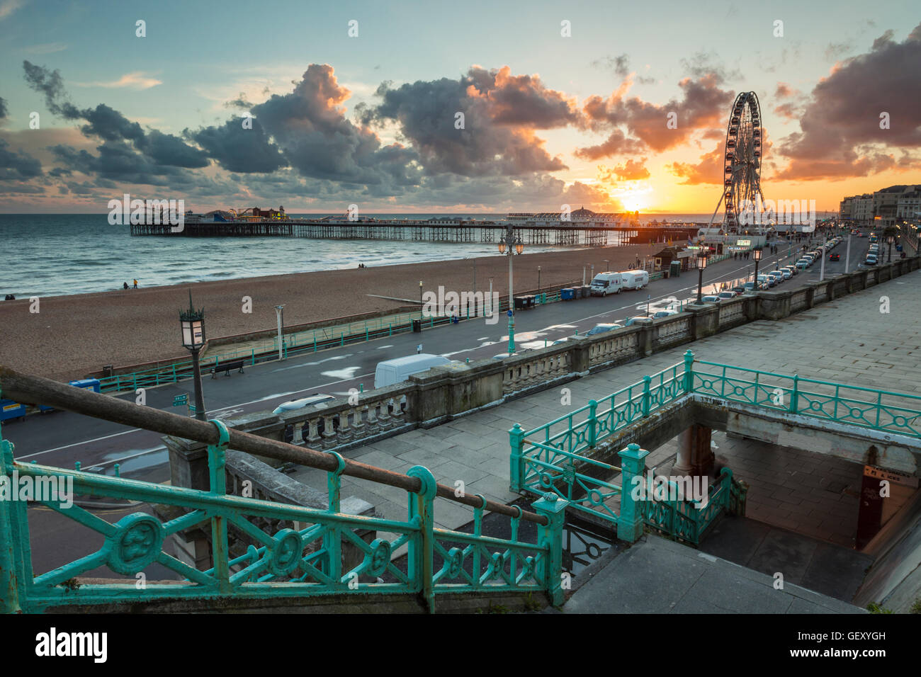 Sunset on Brighton seafront Stock Photo - Alamy