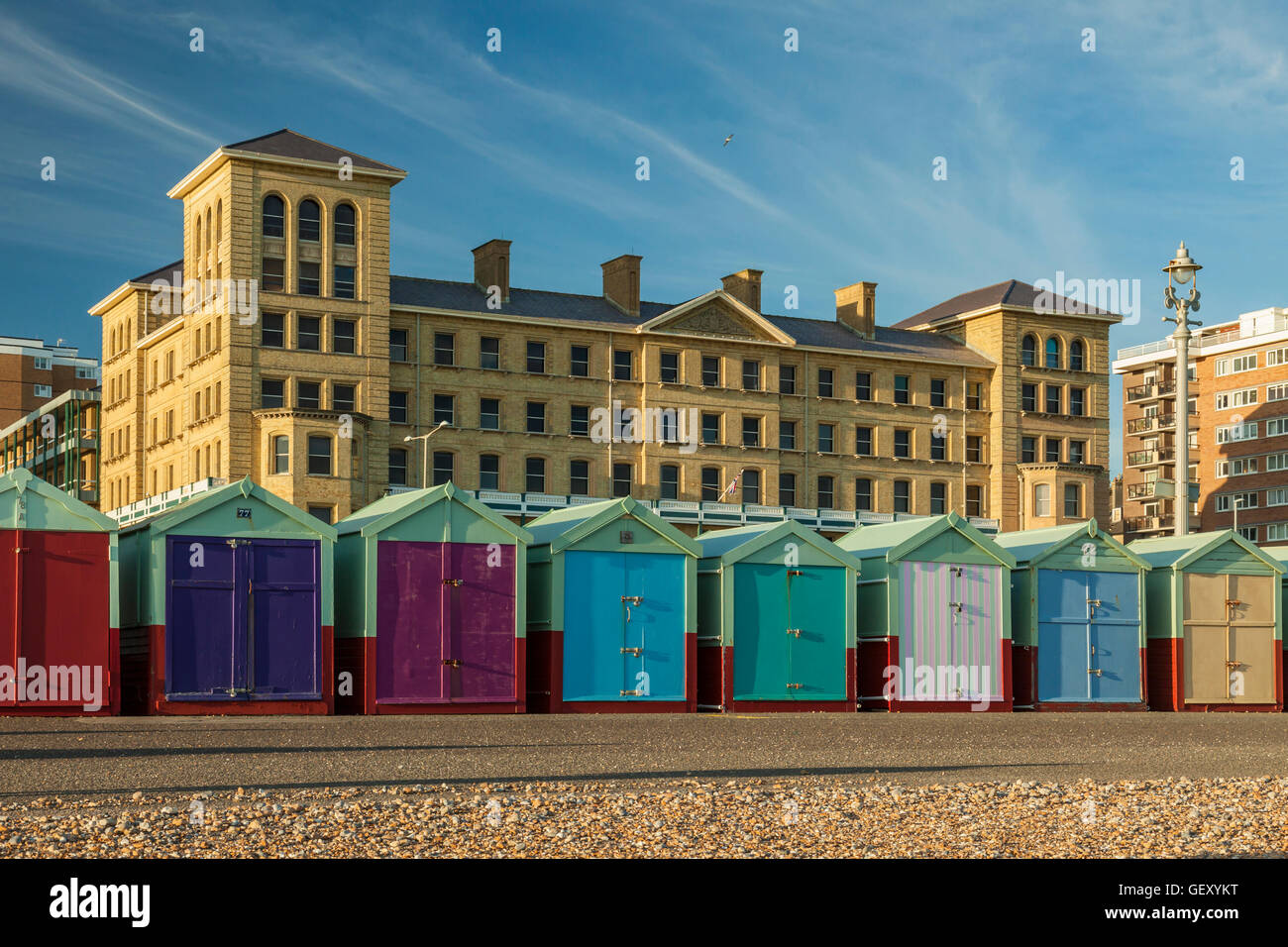 Beach huts on Hove seafront Stock Photo - Alamy