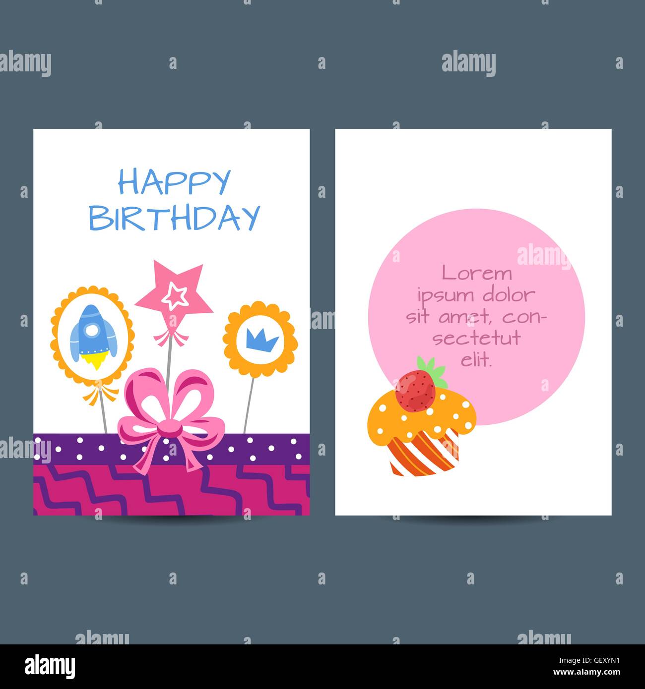 Happy birthday postcard vector illustration Stock Vector Image & Art ...