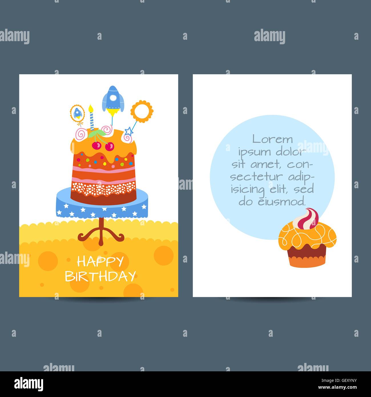 Happy birthday postcard vector illustration Stock Vector Image & Art ...
