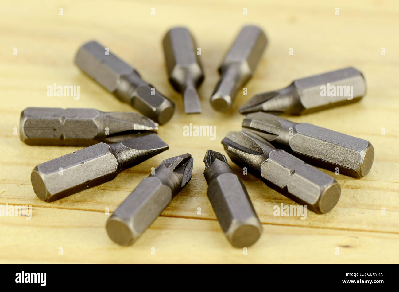 Cordless screwdrivers with various kind of screw tips Stock Photo - Alamy