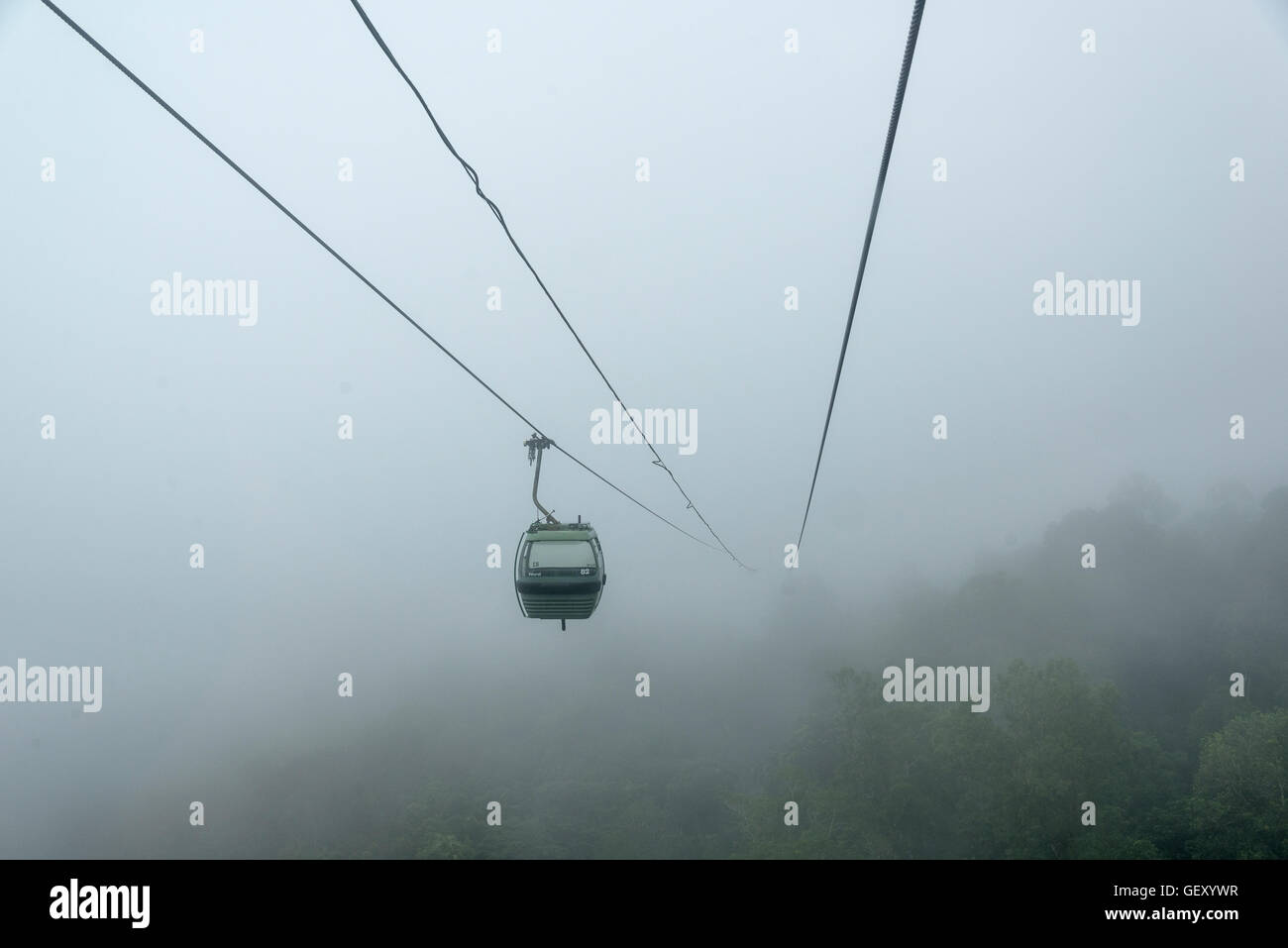 A view towards an empty cable car on the Kuranda Scenic Railway Stock ...