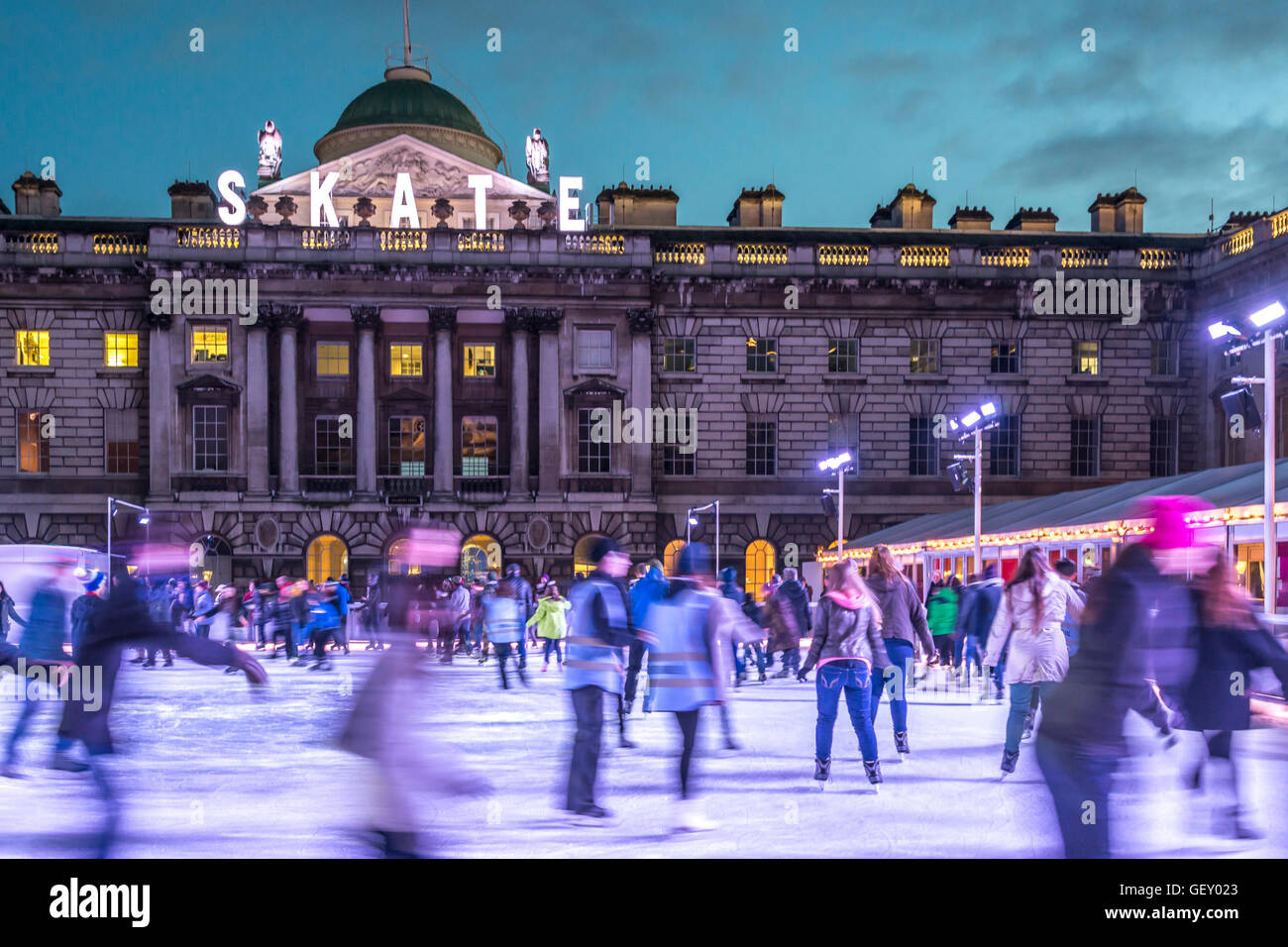 Skaters on ice rink at Somerset House Stock Photo - Alamy