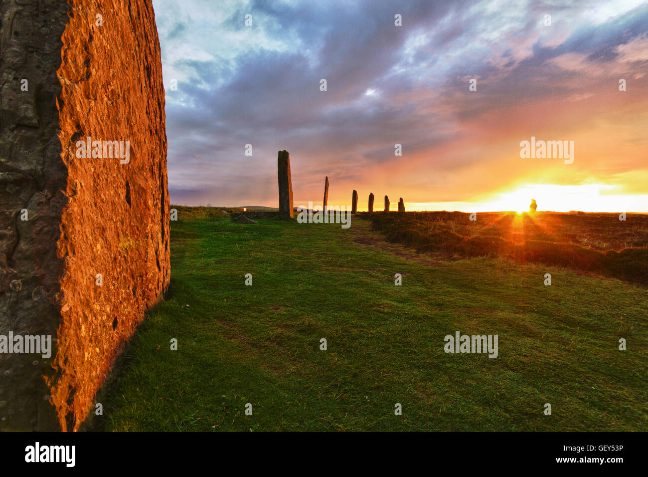 Ring of Brodgar summer sunset, Orkney Isles Stock Photo - Alamy