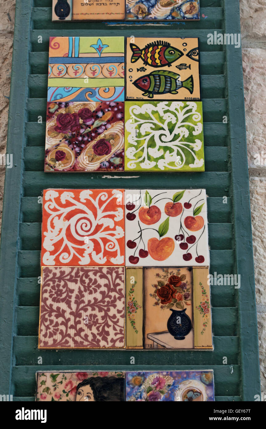 Israel, Middle East: window blinds and shutters decorated with ceramic ...