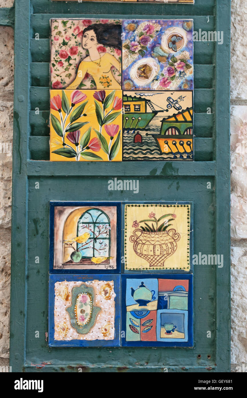 Israel, Middle East: window blinds and shutters decorated with ceramic ...