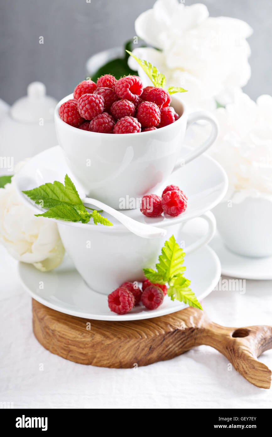 Fresh raspberries in stacked cups Stock Photo - Alamy