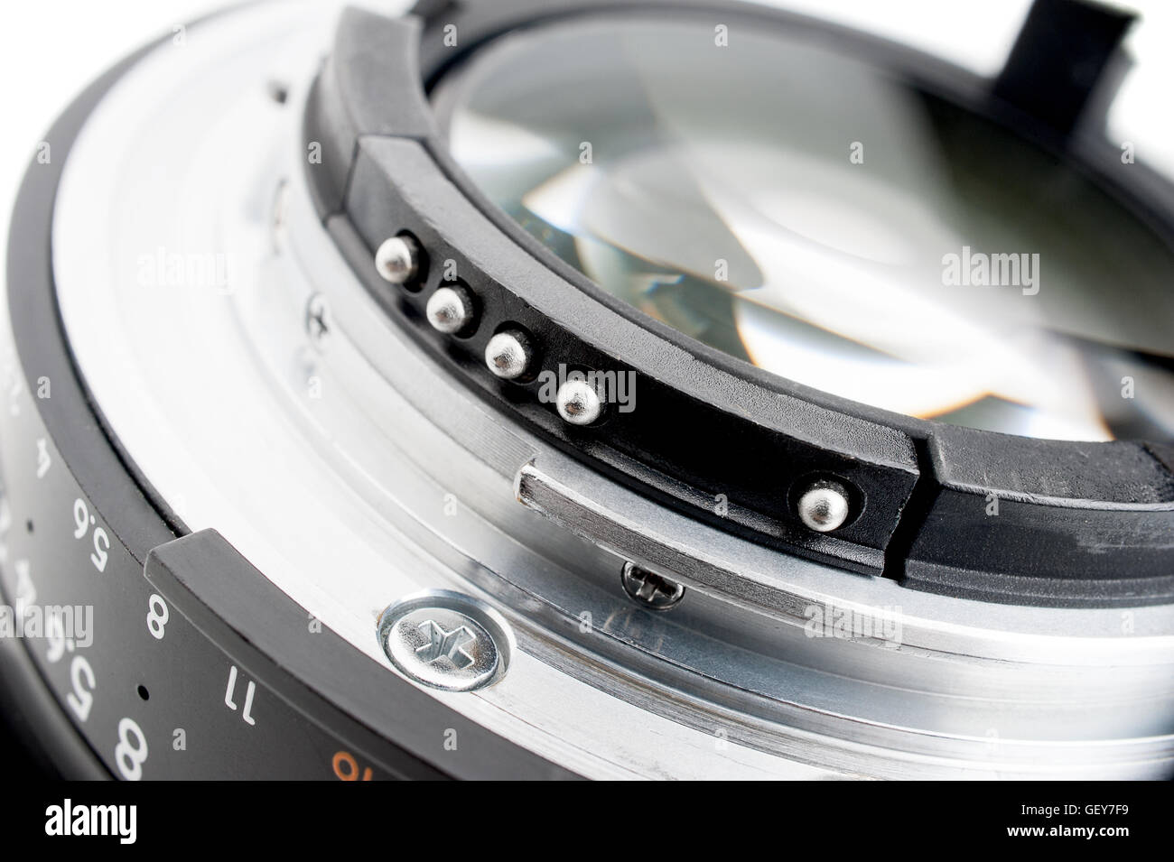 closeup details of camera lens, Lens contacts Stock Photo - Alamy