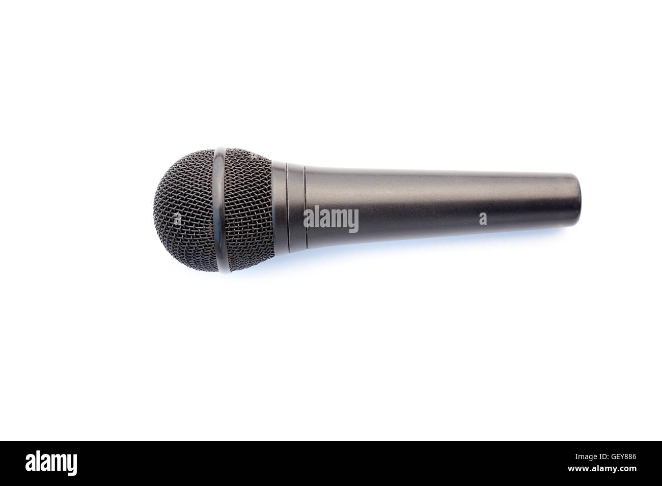 Black color Microphone on white background Stock Photo - Alamy