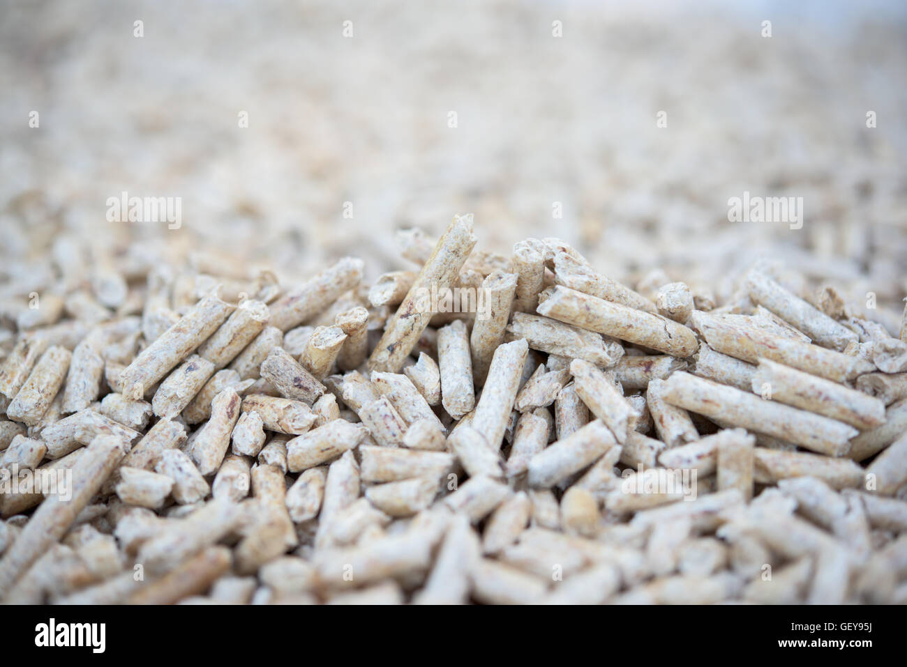 Pile of wooden fir pellets- close up Stock Photo - Alamy