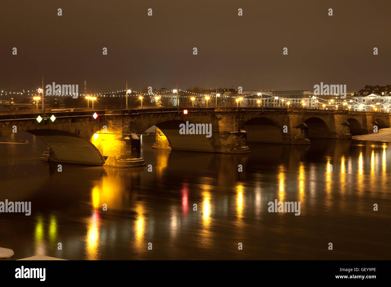 geography / travel, Germany, Saxony, Dresden, Augustusbruecke, night ...