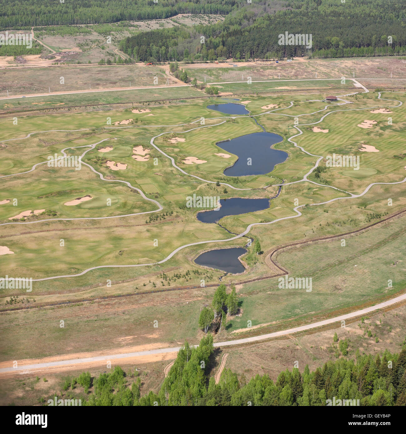 Aerial Views - Russia. Golf club - golf courses, paths, reservoirs ...