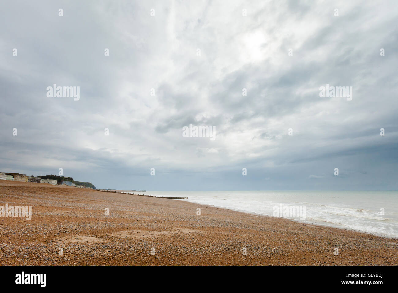 Beautiful landscape of Hastings in England. Spring seascape with rocky ...