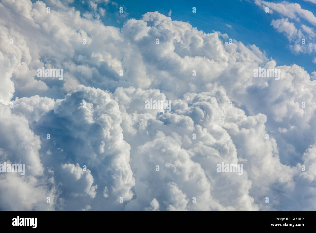 Horizontal picture of clouds in the sky seen from above Stock Photo - Alamy