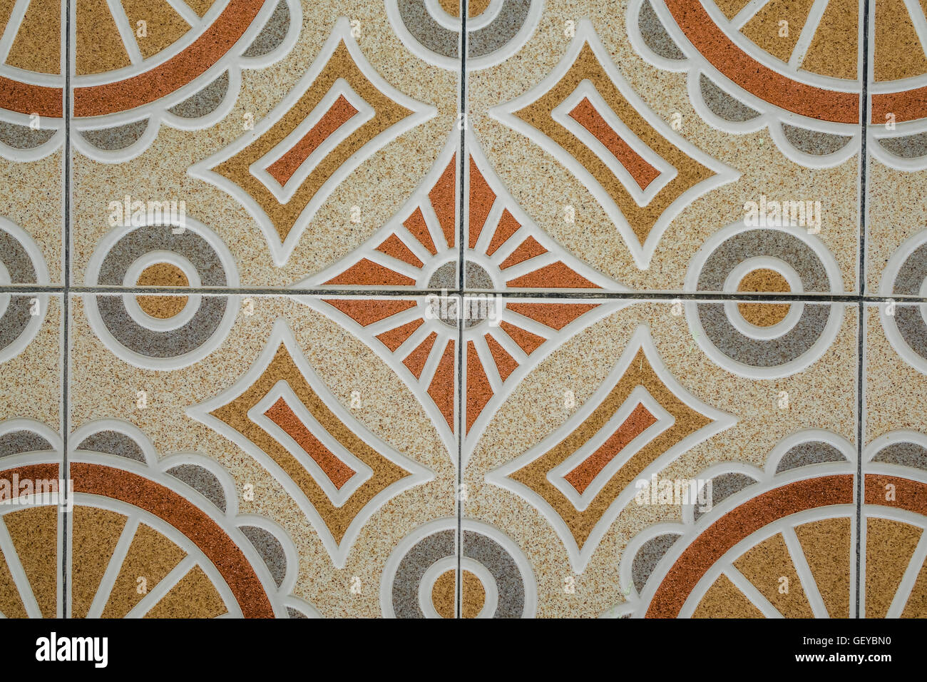 Tiled wall background texture with various geometrical shapes Stock ...