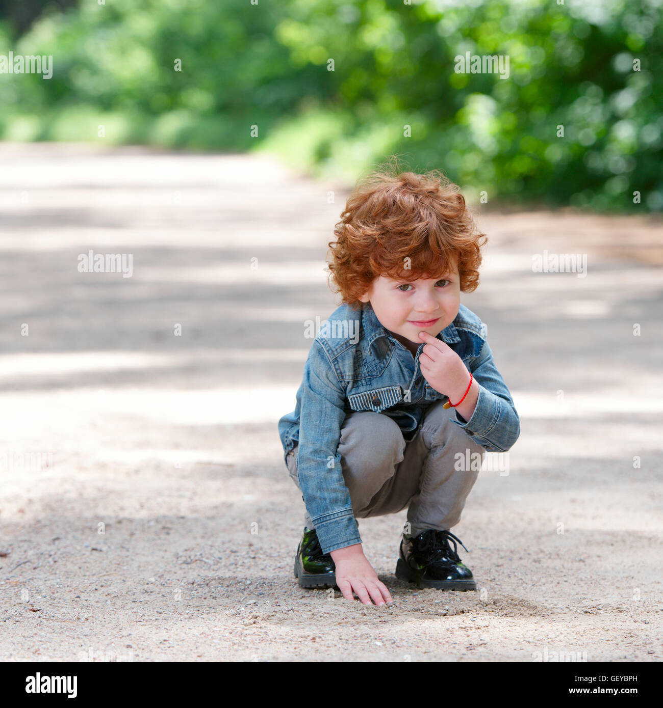 cute little emotional boy outdoors Stock Photo - Alamy