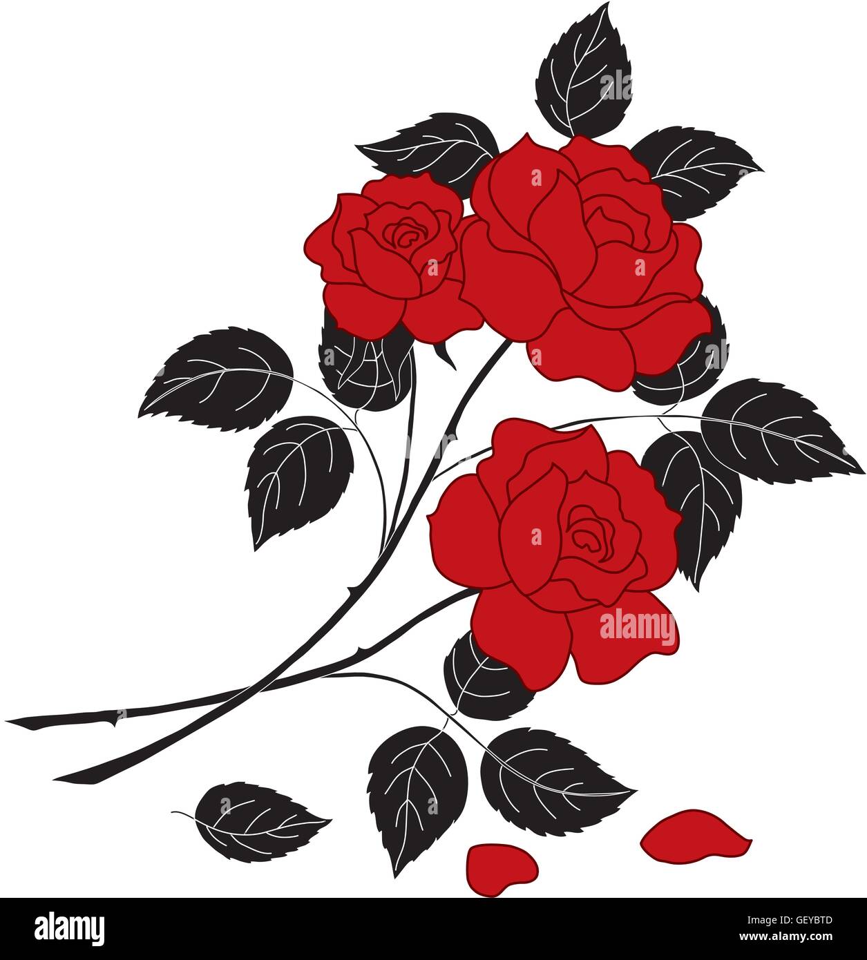 Red black rose flowers Stock Vector Images - Alamy