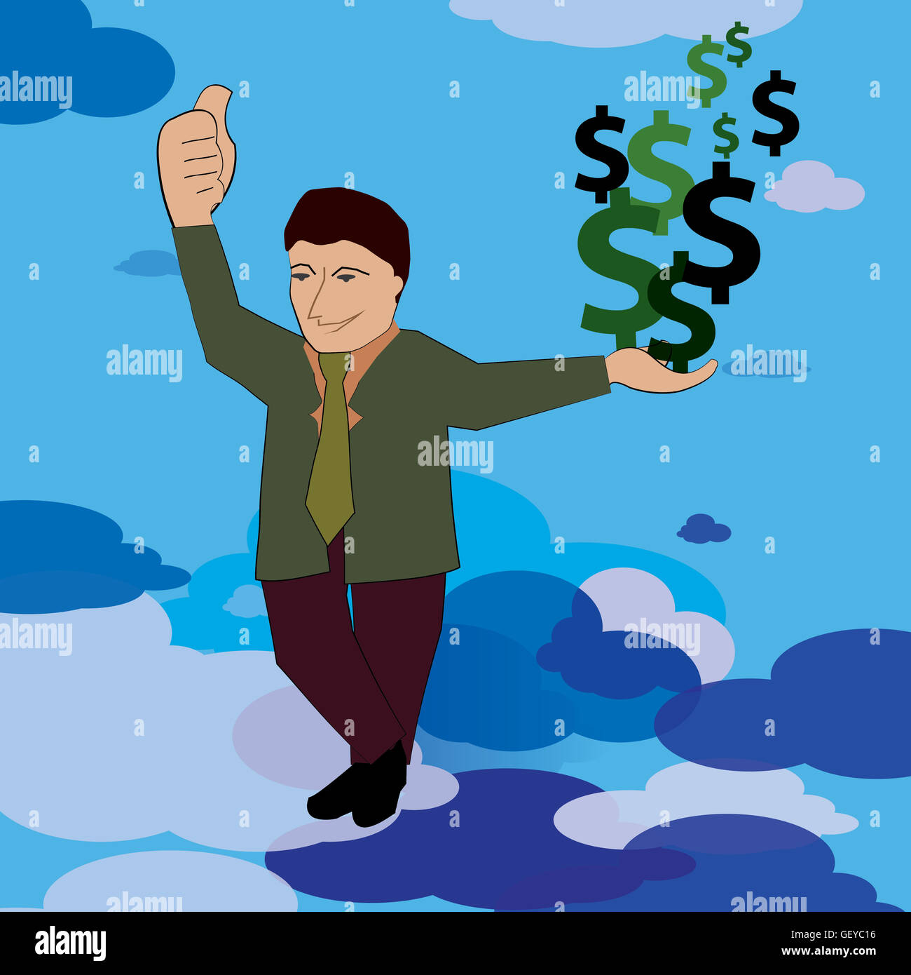 A happy businessman posing with great earnings and wealth Stock Photo ...