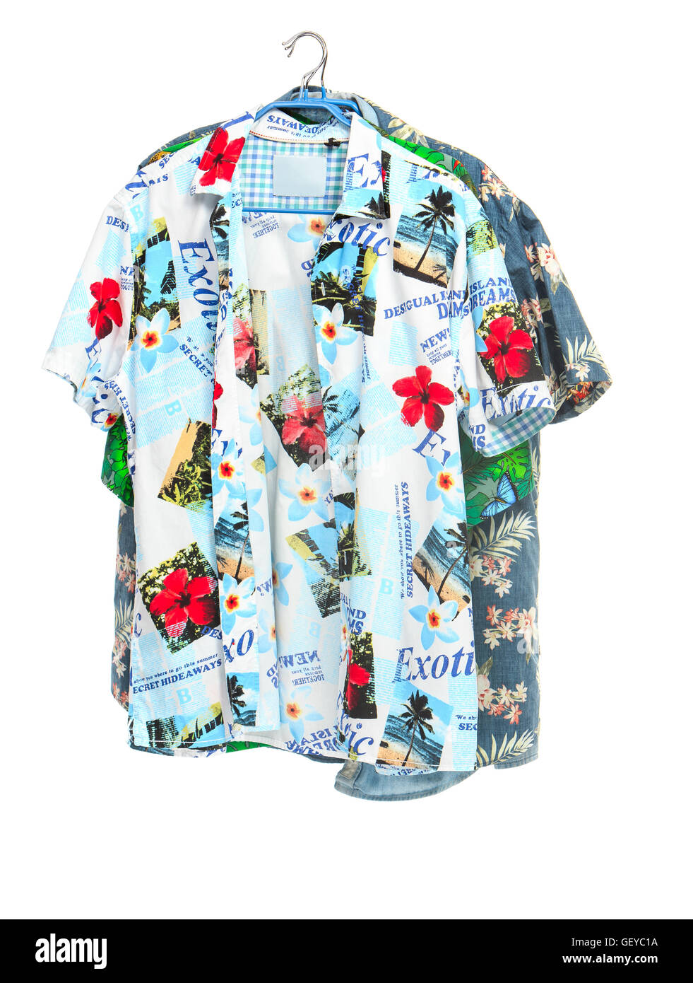 The isolated tropical shirts on white Stock Photo - Alamy