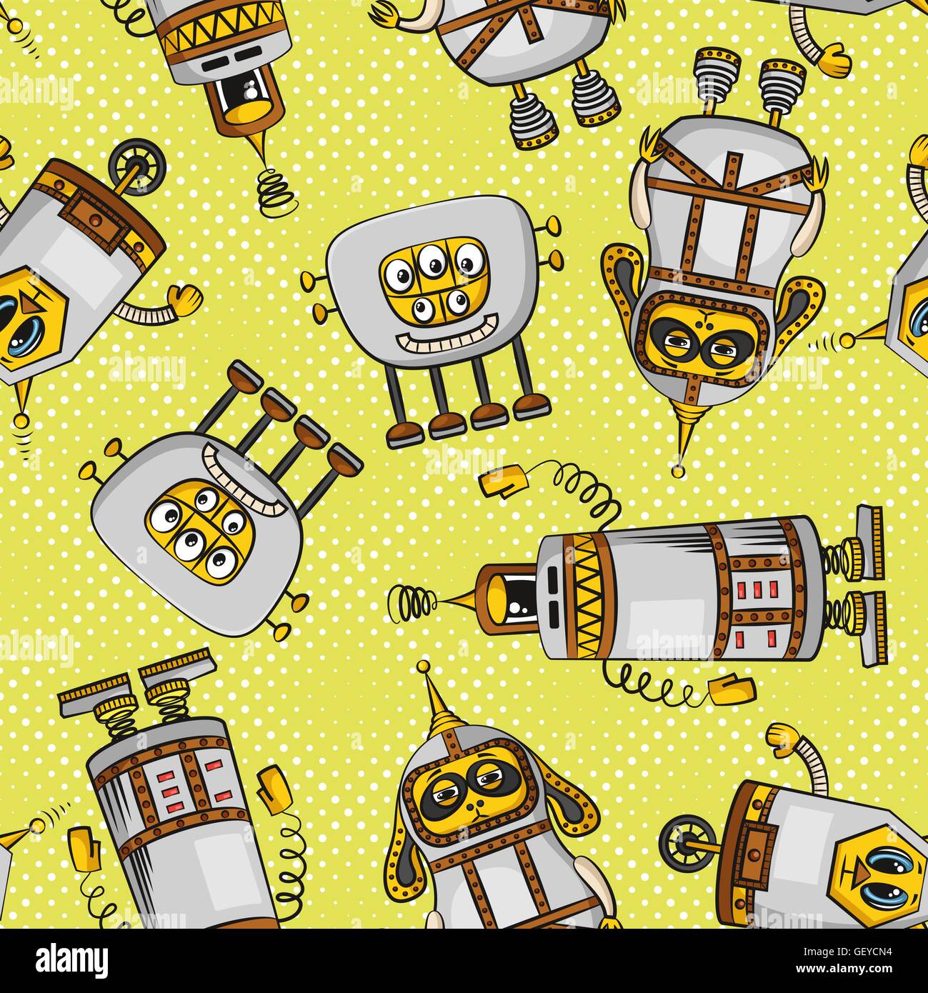 Cartoon Robots Seamless Stock Vector Image & Art - Alamy