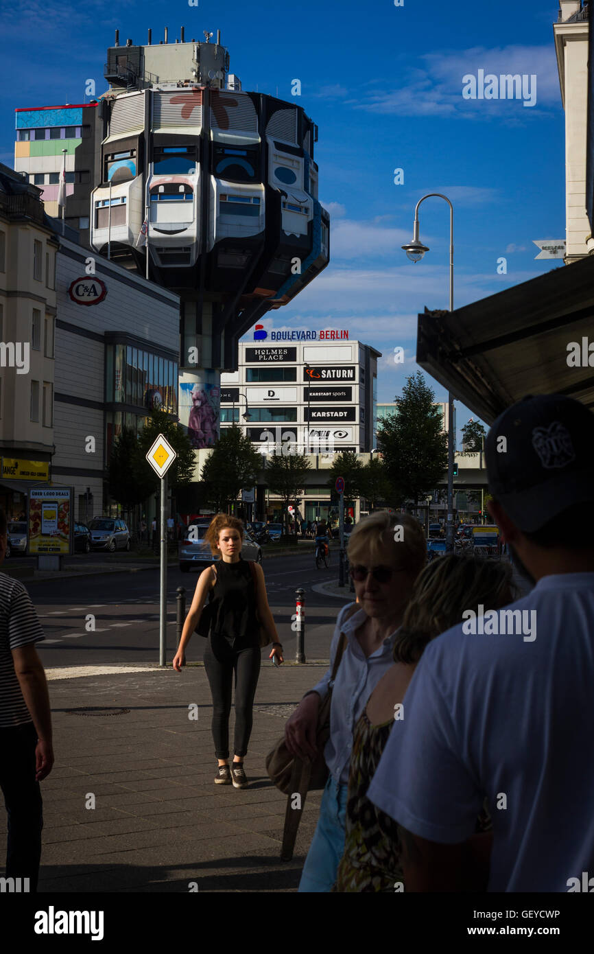 A view of the Bierpinsel from the street, in Steglitz, Berlin, Germany ...