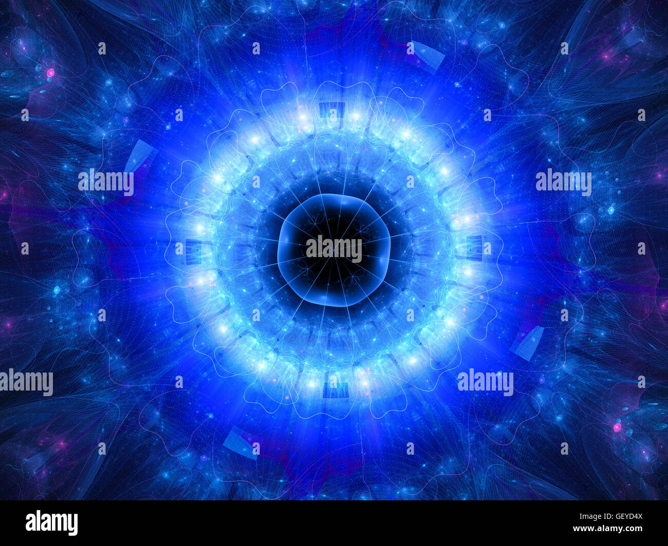 Blue glowing stargate in space, computer generated abstract background ...