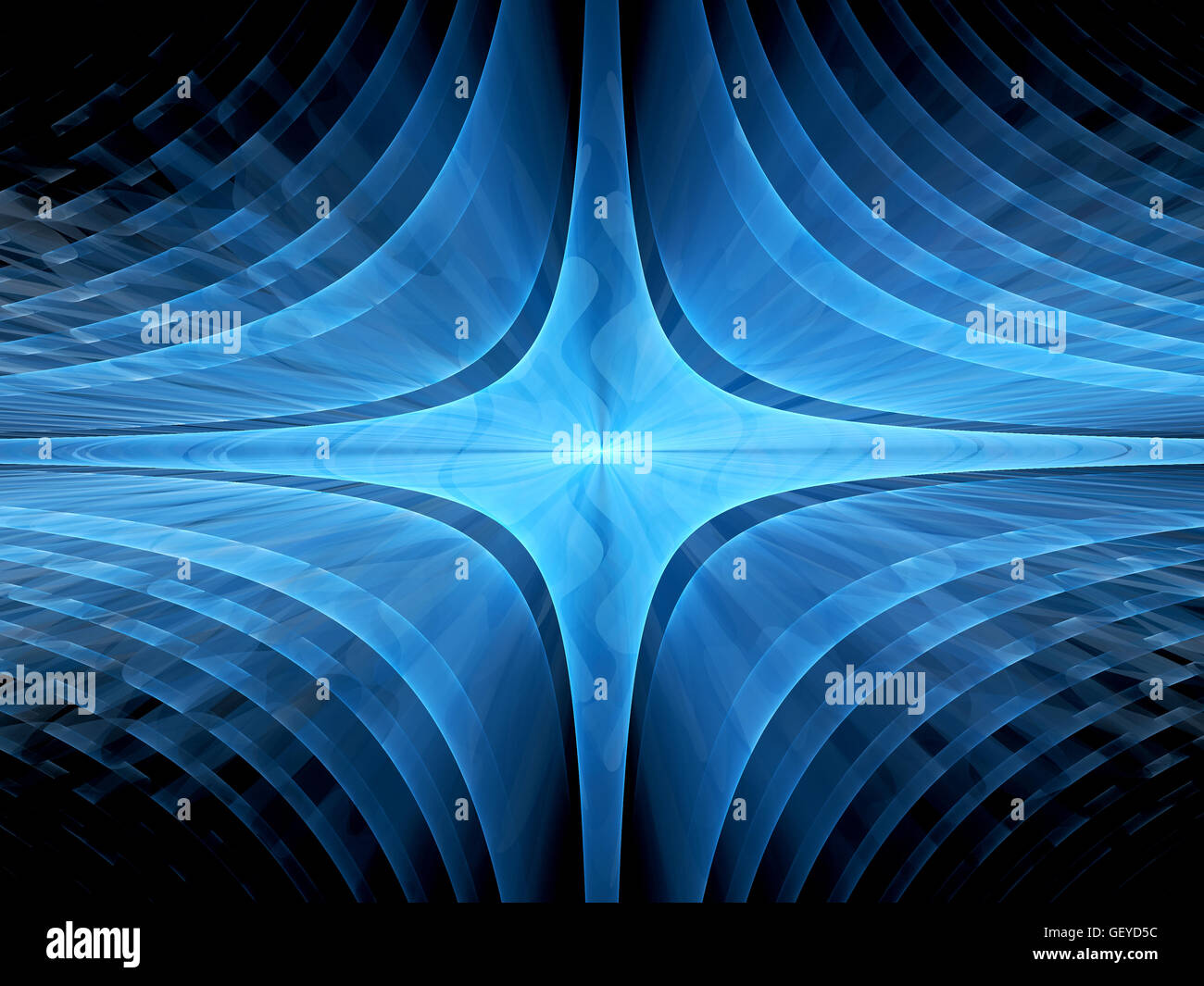 Blue glowing event horizon with gravitational waves, computer generated ...