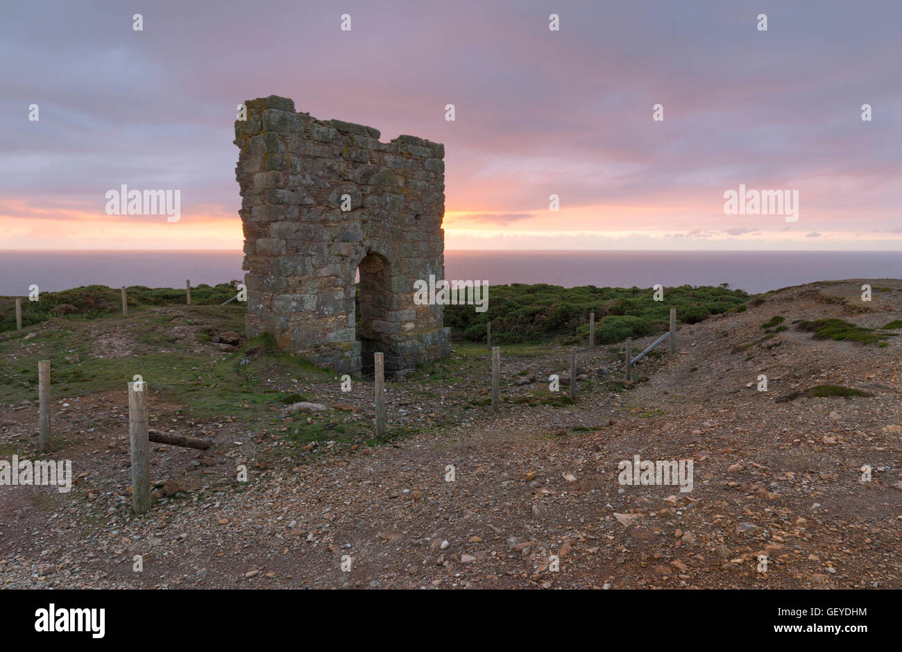 Sunset at Great Wheal Charlotte Mine in North Cornwall Stock Photo - Alamy