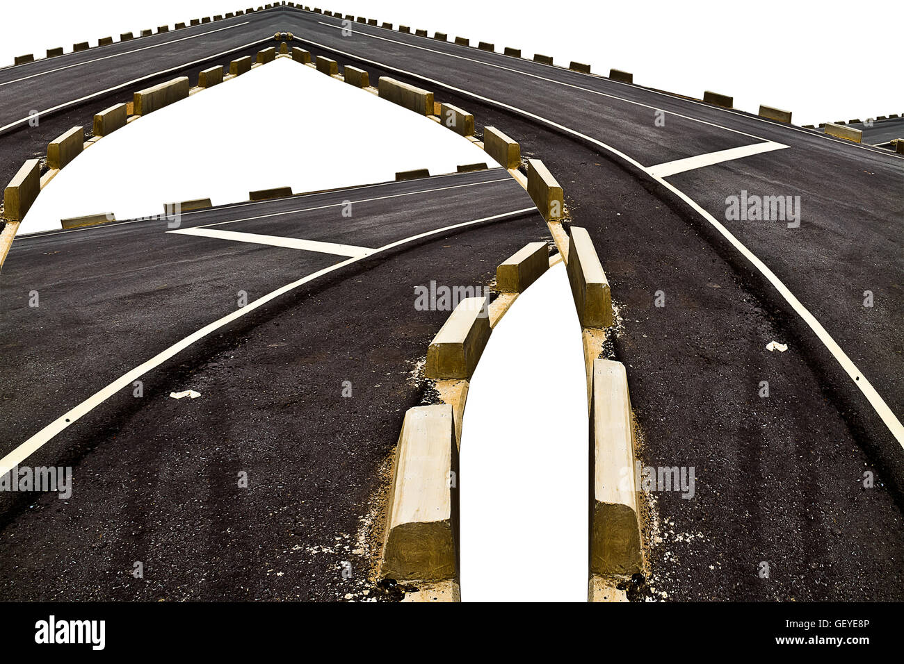 abstract of the intersection of black asphalt road transport and curve ...