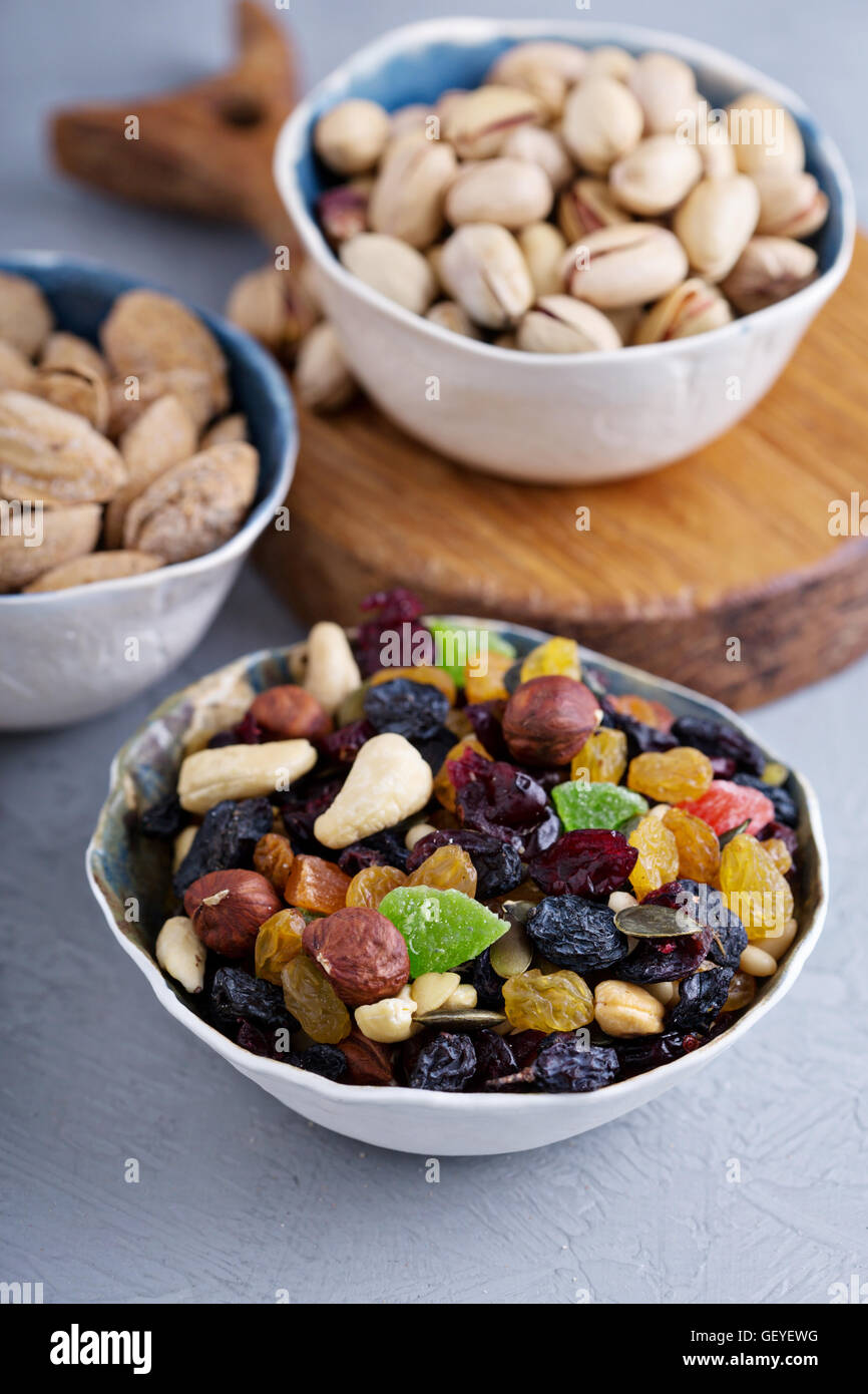 Mixed nuts and fruits in a bowl Stock Photo - Alamy