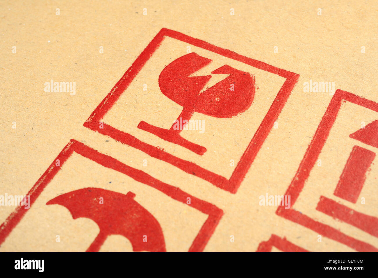 closeup sign on cardboard container Stock Photo - Alamy