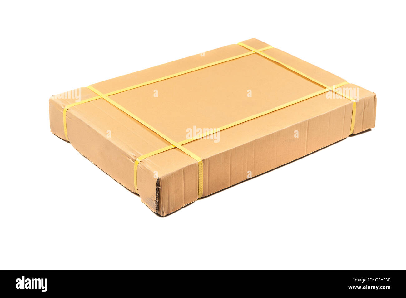 closeup detail of freight parcel with plastic strap Stock Photo - Alamy