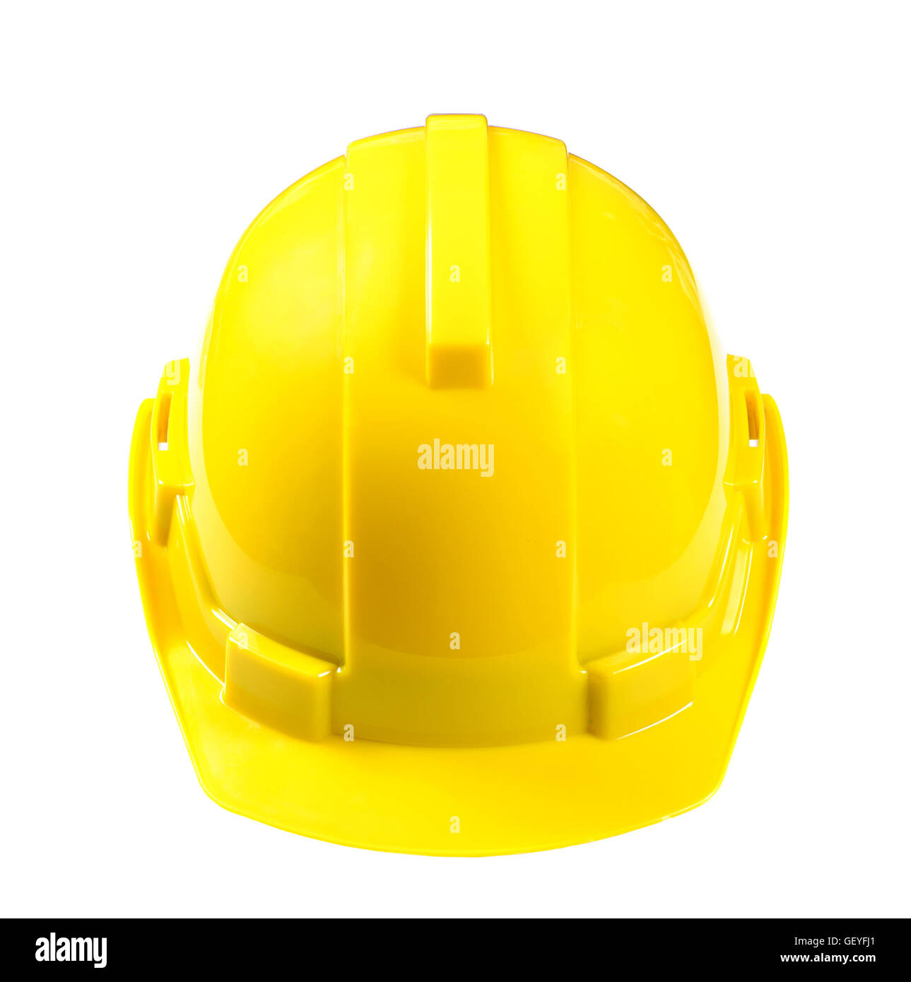 closeup yellow helmet isolated on white background Stock Photo - Alamy