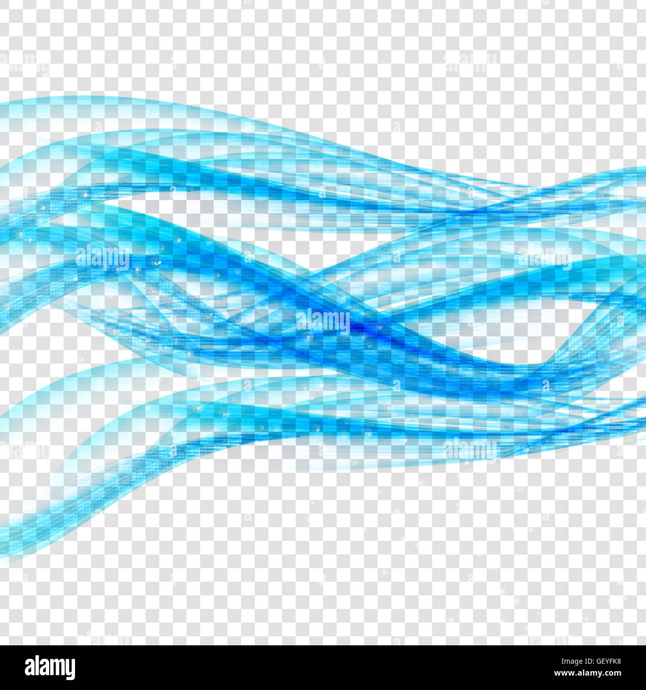 Abstract Blue Wave Set on Transparent Background. Vector Illust Stock ...