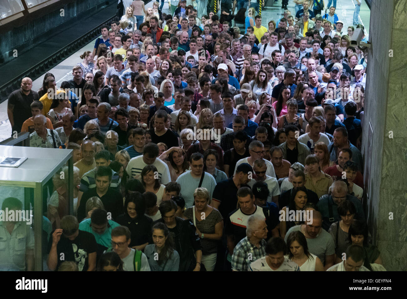 Metro in Moscow during rush hour Stock Photo - Alamy