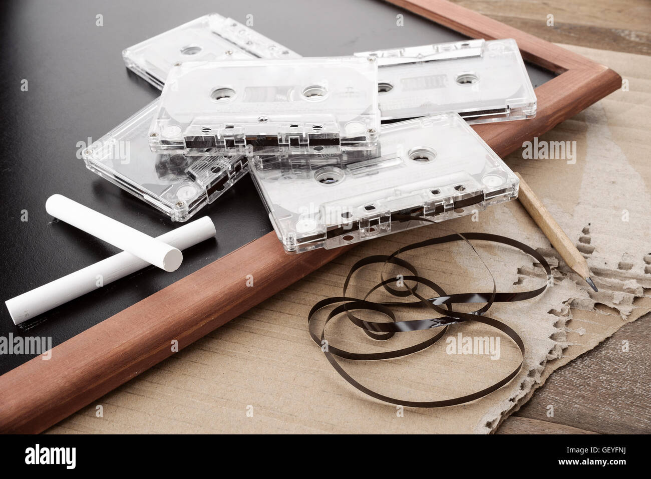closeup detail of clear plastic tape cassette Stock Photo - Alamy